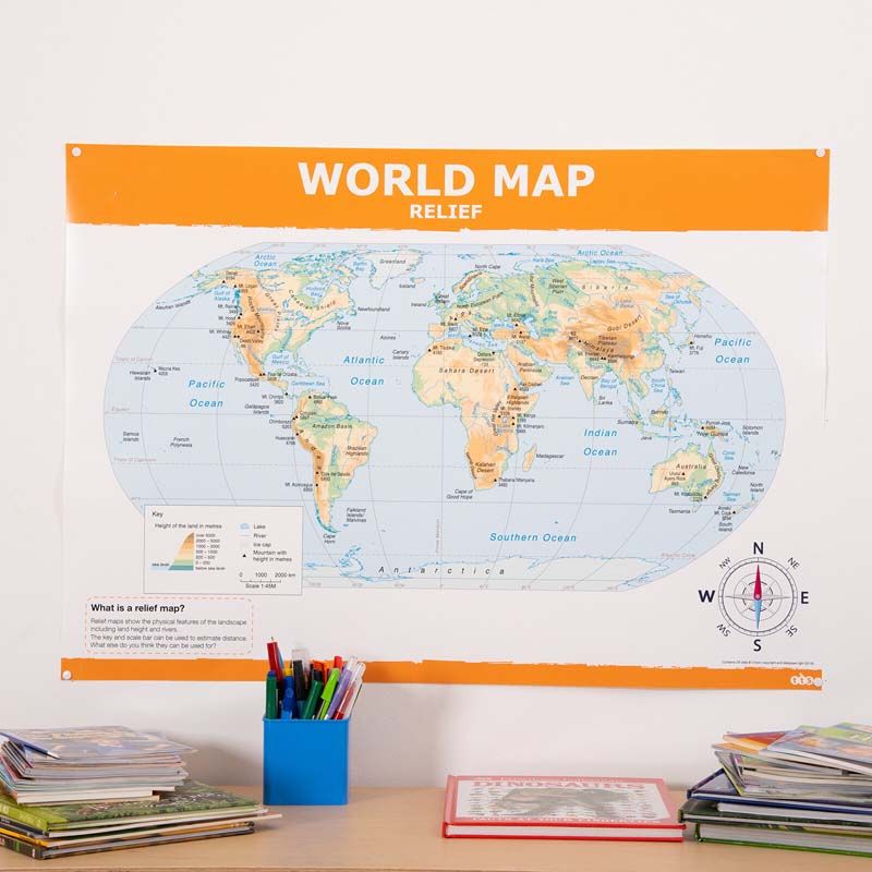 Map of the World Political and Physical A1 KS2 | Educational Resources ...