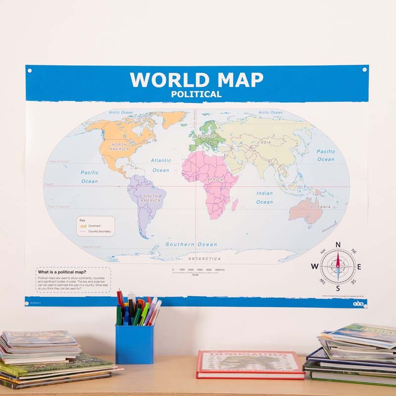 Map of the World Political and Phystical A1 KS1 | Educational Resources ...