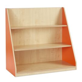 Single sided library unit with 2 fixed shelves - Orange | Classroom ...
